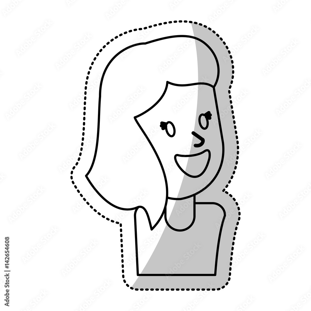 smiling girl female outline vector illustration eps 10 Stock Vector ...