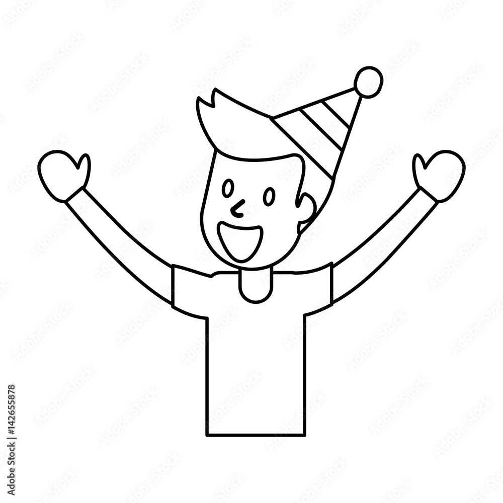 outlined happy guy celebrate vector illustration eps 10 Stock Vector ...