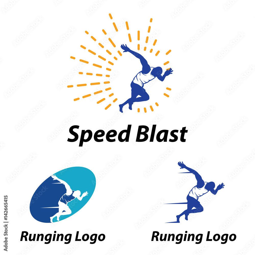 Running Logo Speed Blast Symbol Illustration Stock Vector | Adobe Stock