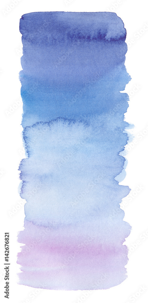 Long vertical blue gradient backdrop painted in watercolor on clean ...