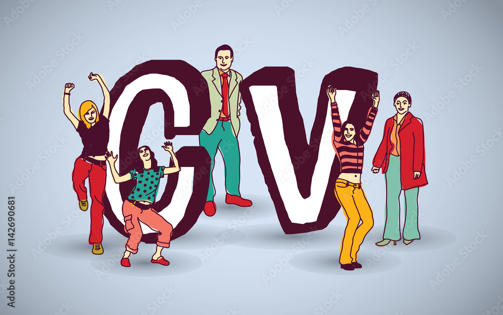 Resume cv group people color sign. Stock Vector | Adobe Stock