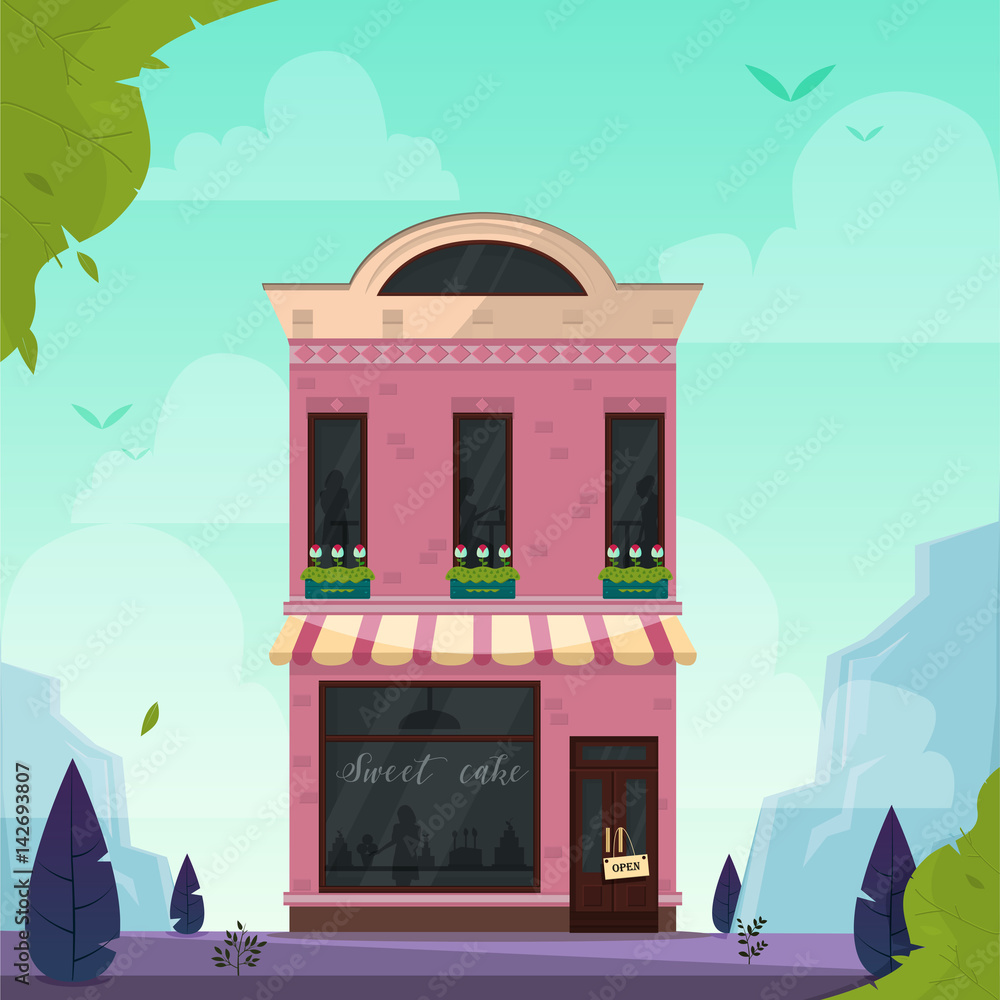 Cafe Building Cartoon