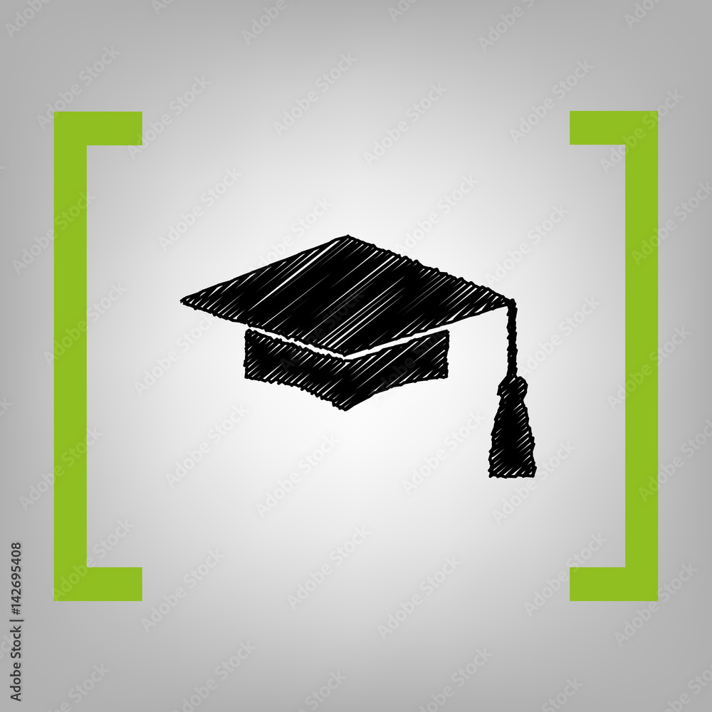 Mortar Board or Graduation Cap, Education symbol. Vector. Black ...