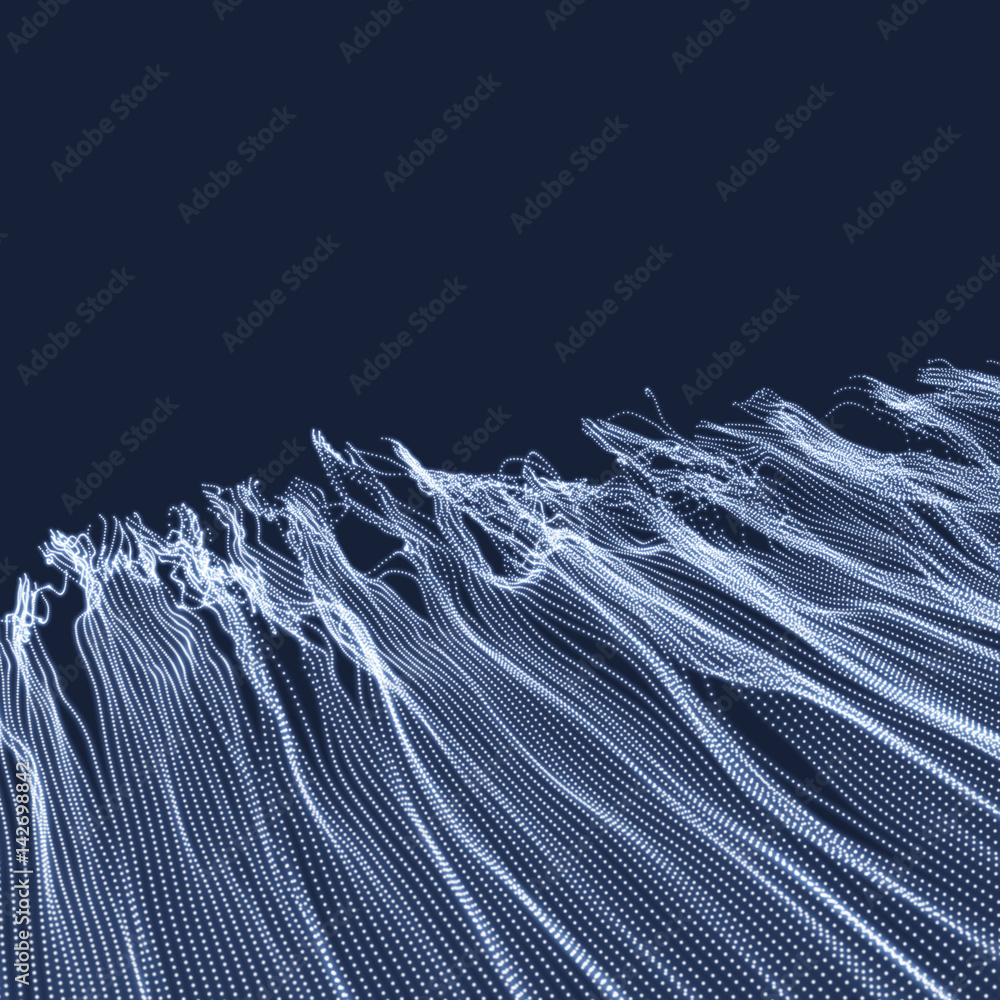 Wave Background. Abstract Vector Illustration. Illustration with Dots ...