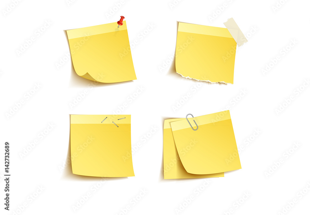 4 Photorealistic Sticky Note Icons Stock Template | Adobe Stock