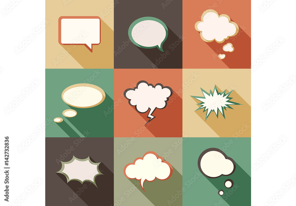 Retro Style Speech Bubble Icons 2 Stock Template | Adobe Stock