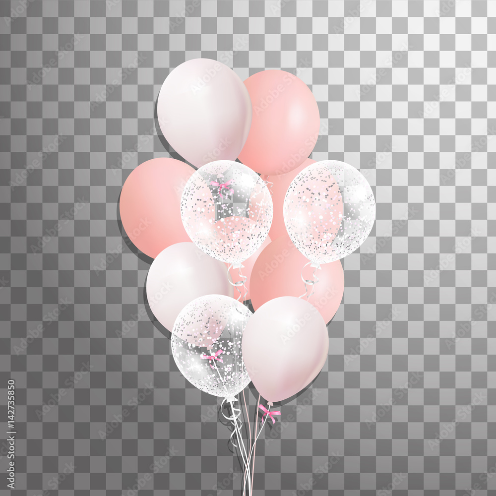 Bunches of colorful helium balloons isolated on transparent background ...