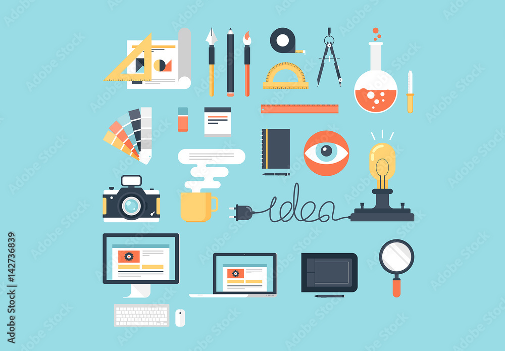 Colorful Idea and Concept Icon Set 1 Stock Template | Adobe Stock