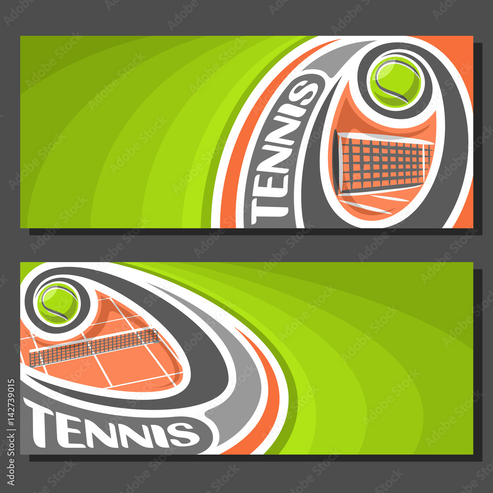 Vector banners for Tennis game: tennis ball flying on curve trajectory ...