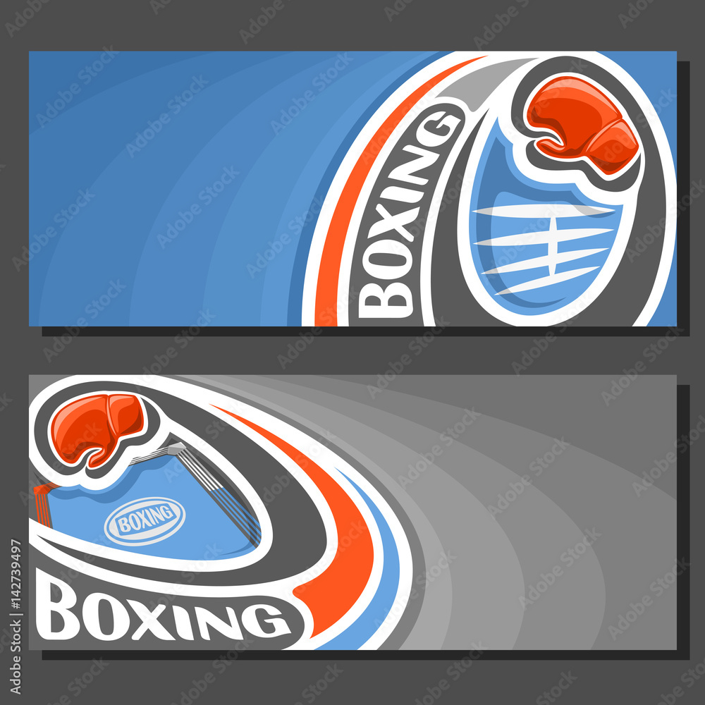 Vector banners for Boxing: 2 template tickets to sports fight with ...