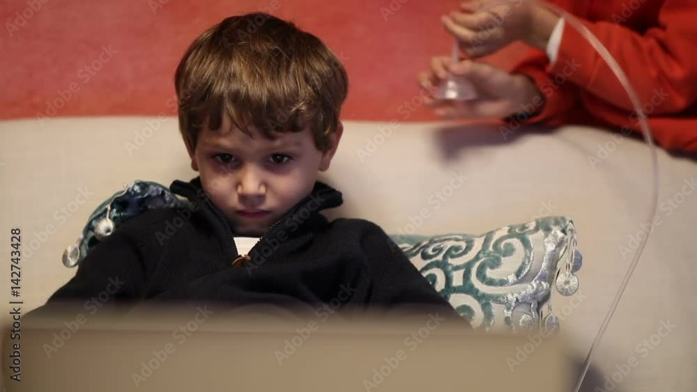 Kids Watching Internet Media Content In Front Of Laptop Computer Screen ...