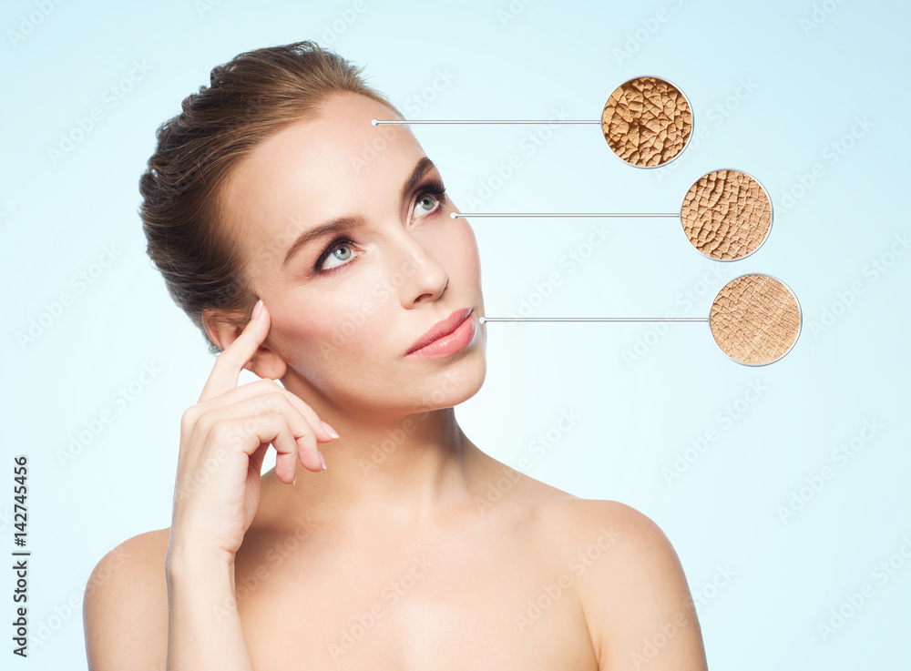 beautiful young woman face with dry skin sample Stock Photo | Adobe Stock