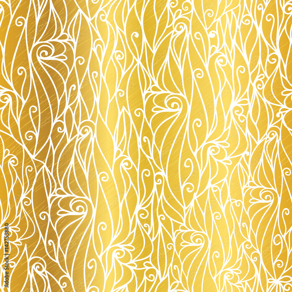 Vector Gold White Abstract Scrolls Swirls Seamless Pattern Background ...