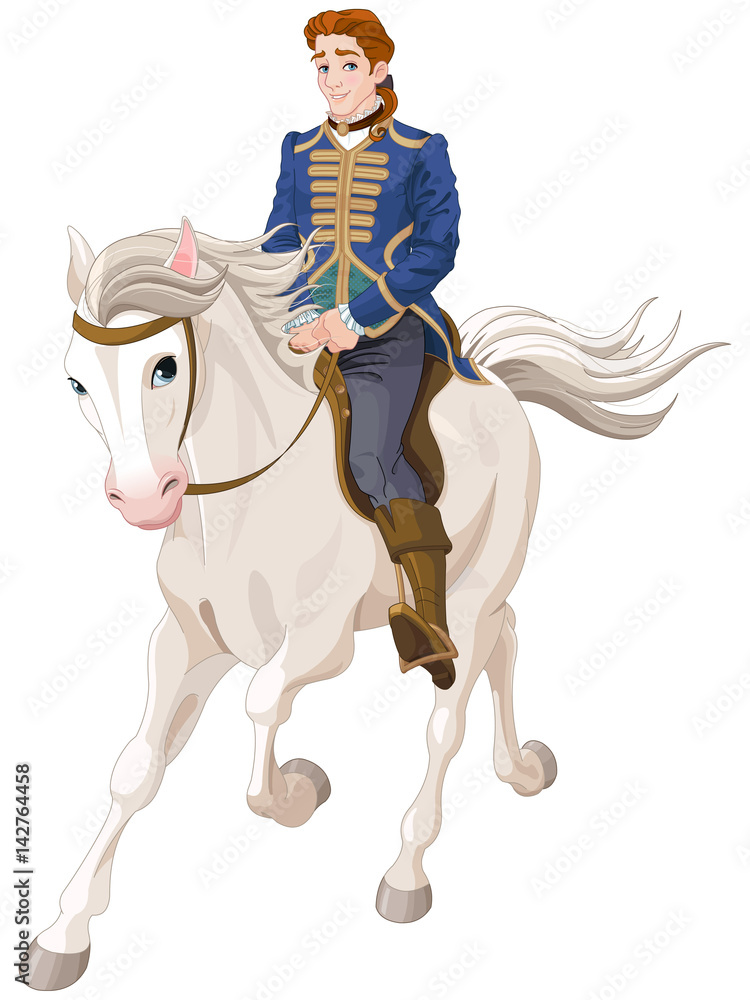 Prince Charming riding a horse Stock Illustration | Adobe Stock