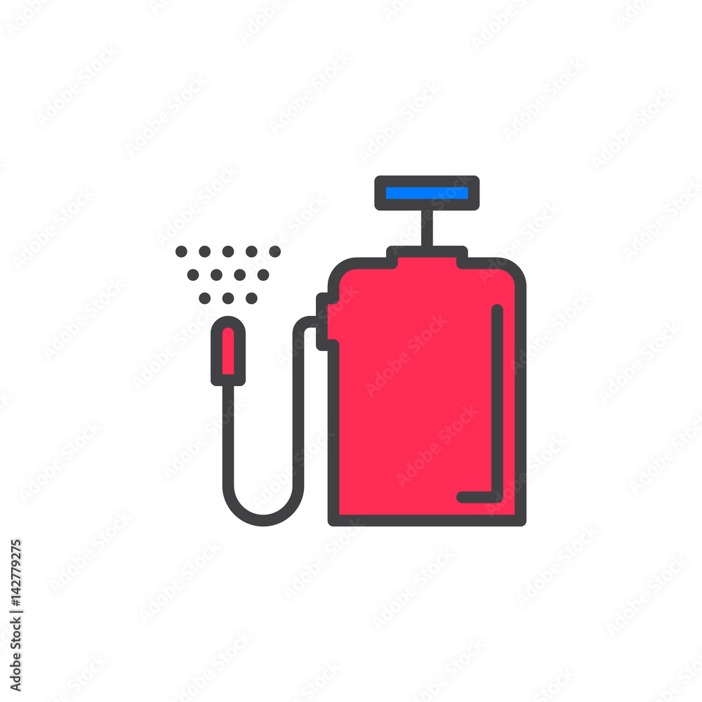 Pressure sprayer filled outline icon, line vector sign, linear style ...