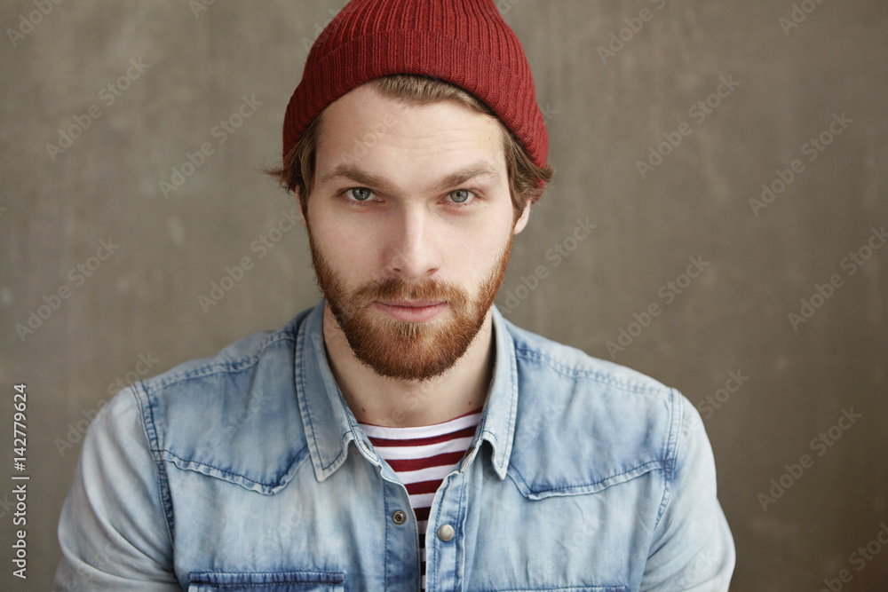 People, style and fashion concept. Handsome young European male model ...