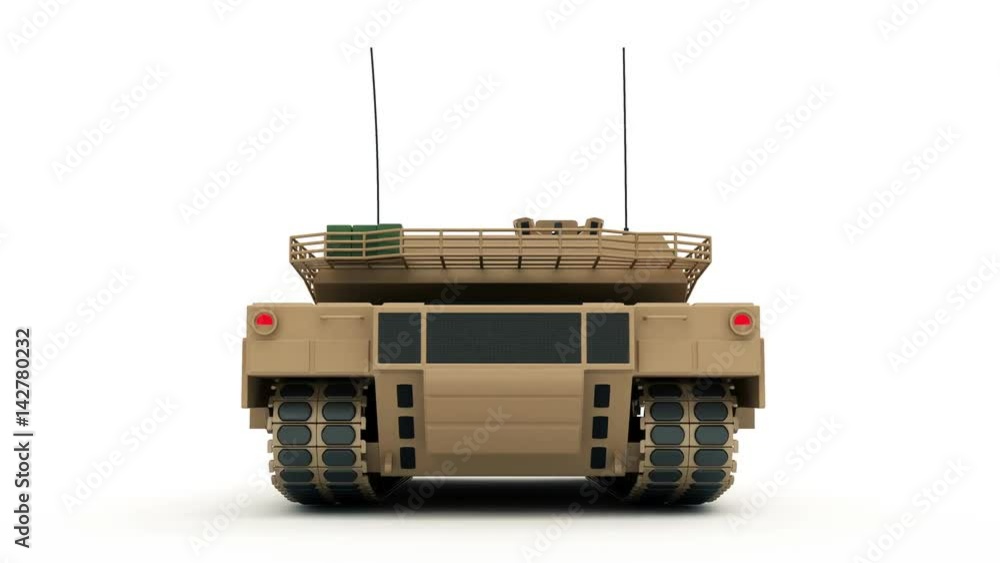 Seamless Looping Animation of Heavy Military Tank isolated on white ...