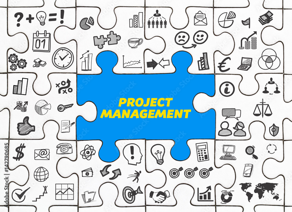 Project Management / Puzzle mit Symbole Illustration Stock | Adobe Stock