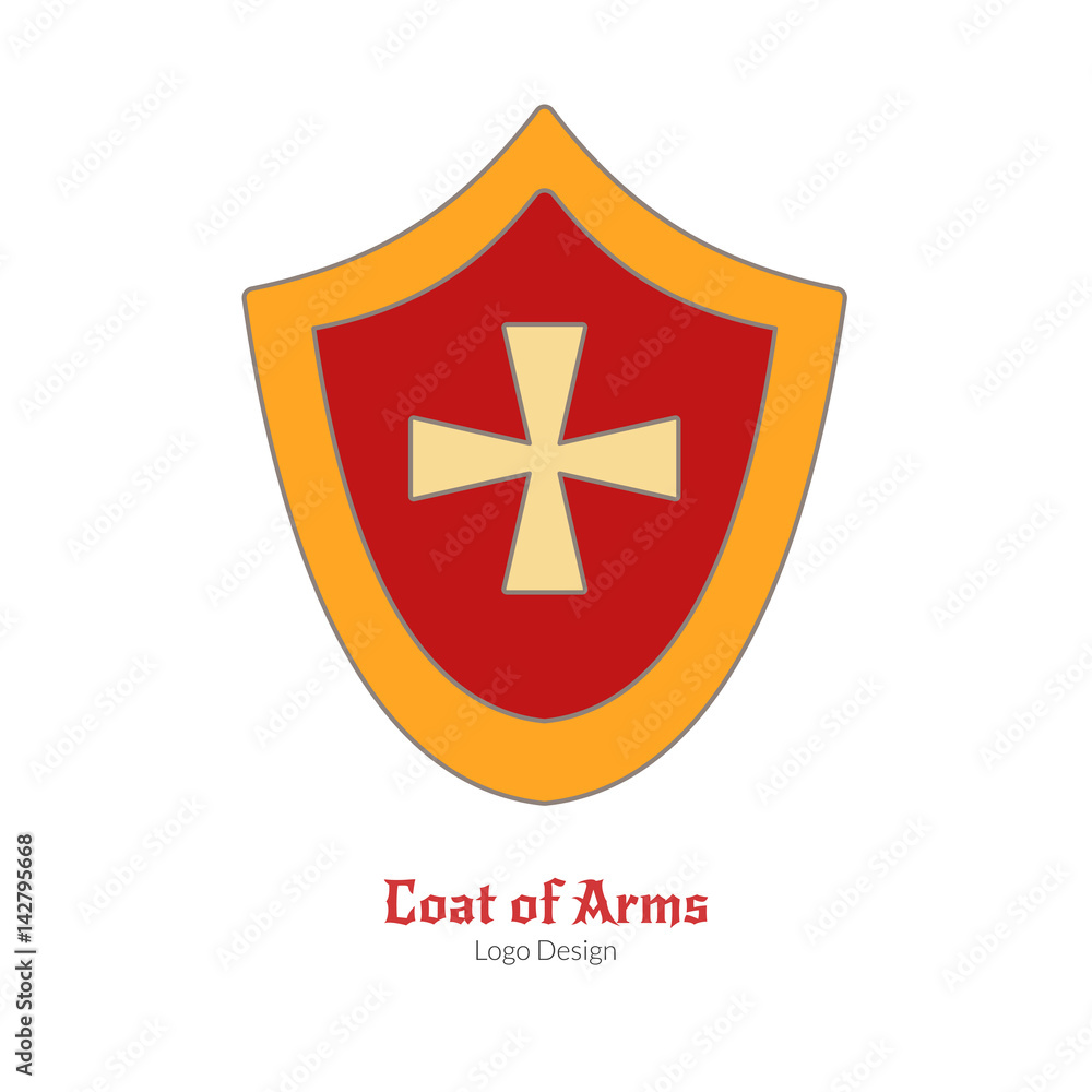 Medieval heraldic shield. Single logo in modern flat and thin line ...