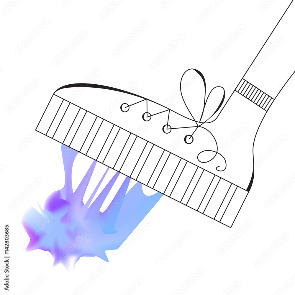 Shoe Steps into Blue Mesh Chewing Gum. Vector Sketch Stock Vector ...