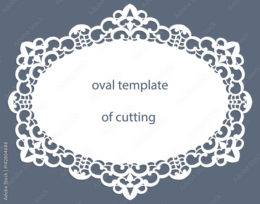Greeting card with openwork oval border, paper doily under the cake ...