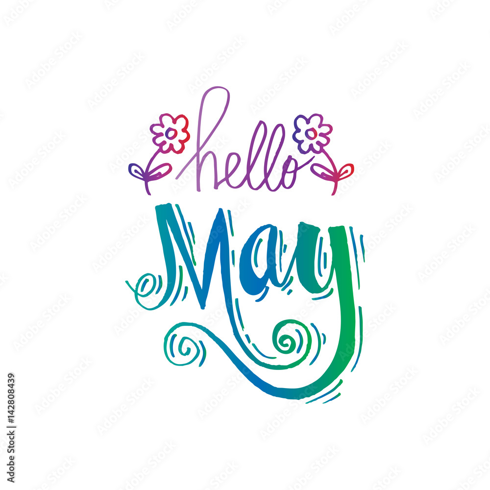 Hello May. Hand lettering calligraphy. Stock Illustration | Adobe Stock