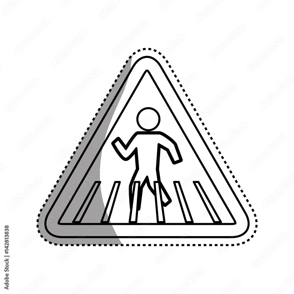 caution sign crosswalking pedestrian vector icon illustration vector de ...