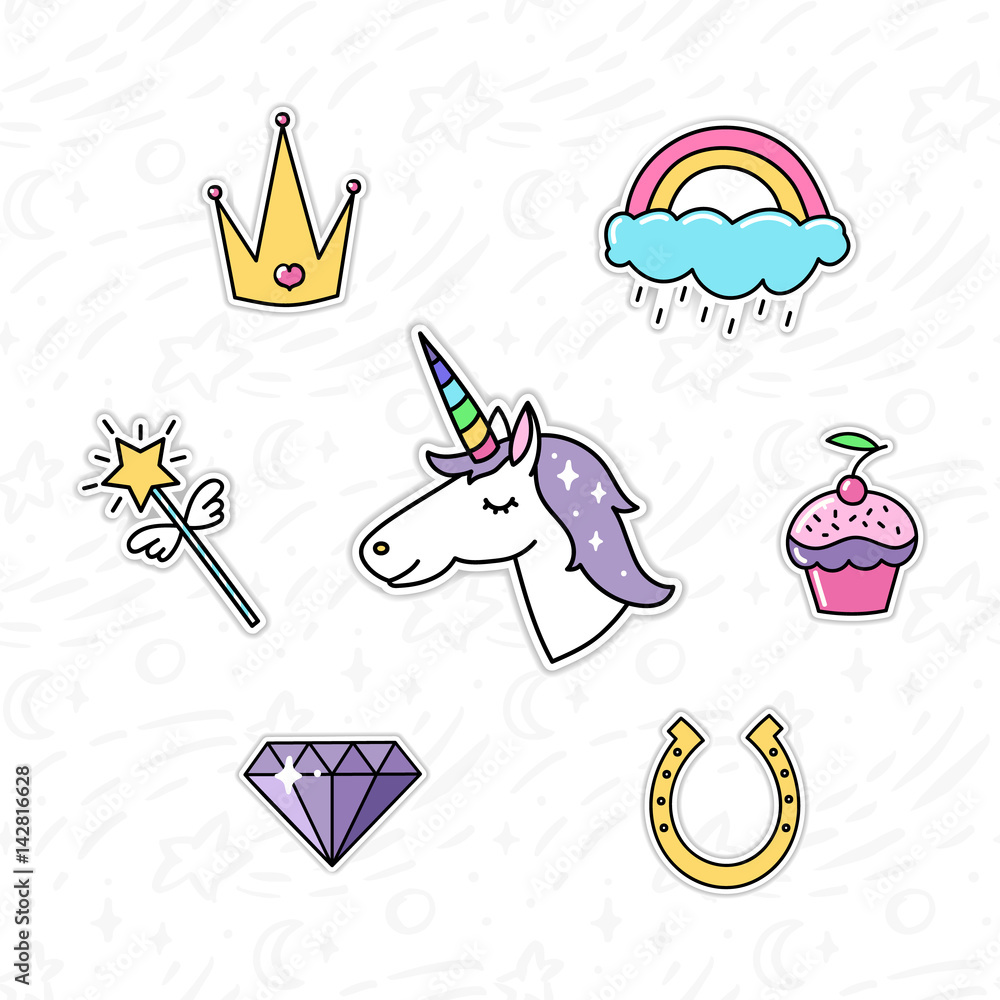 Trendy sticker pack. You can use as stickers, icons, pins, patches, etc ...