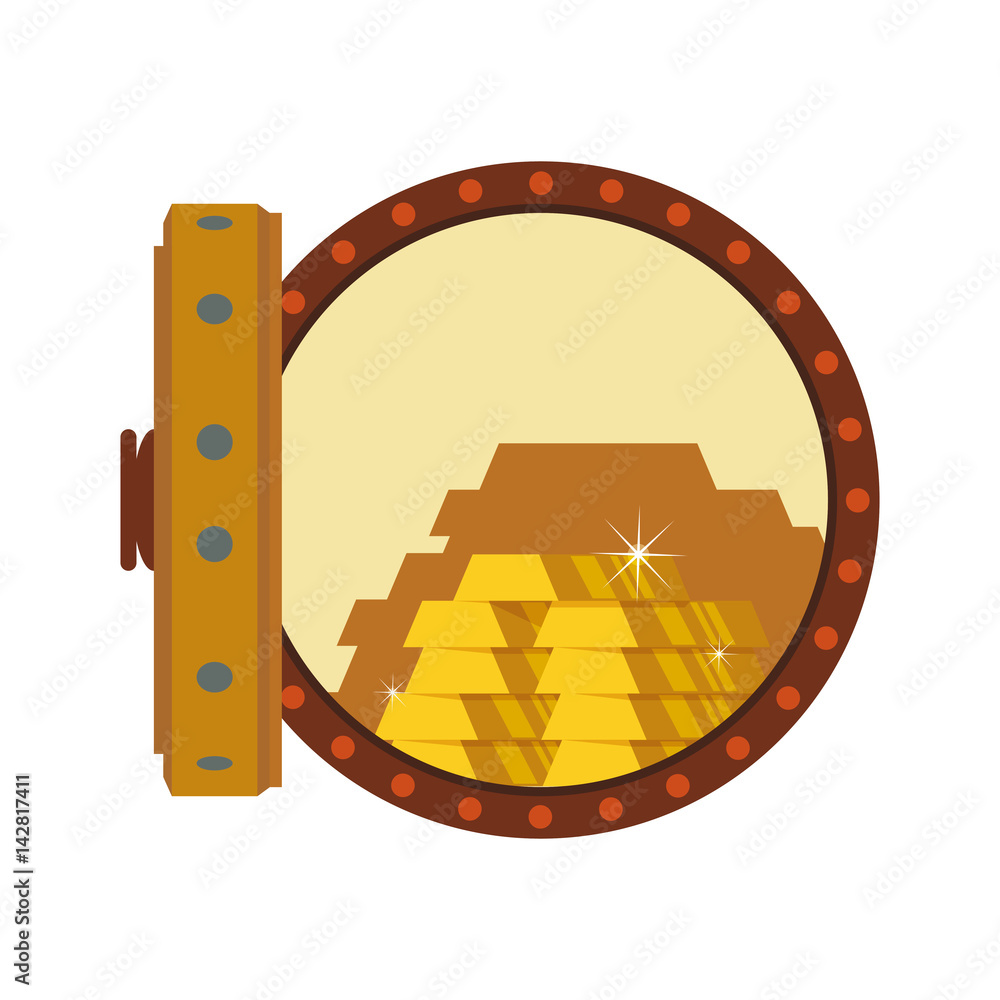 vault safe deposit bank gold vector icon illustration Stock Vector ...