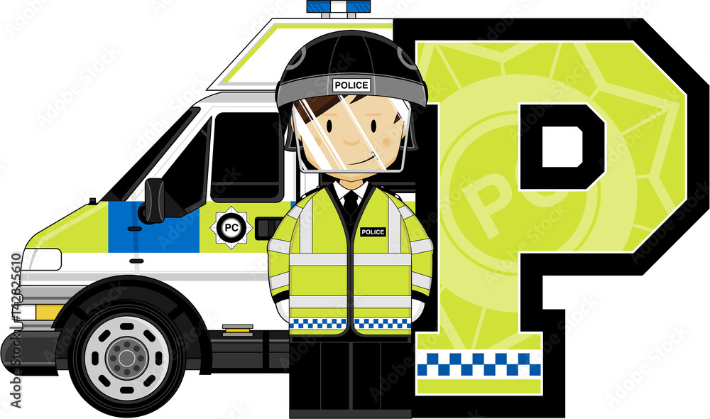 P is for Police Alphabet Learning illustration Stock Vector | Adobe Stock