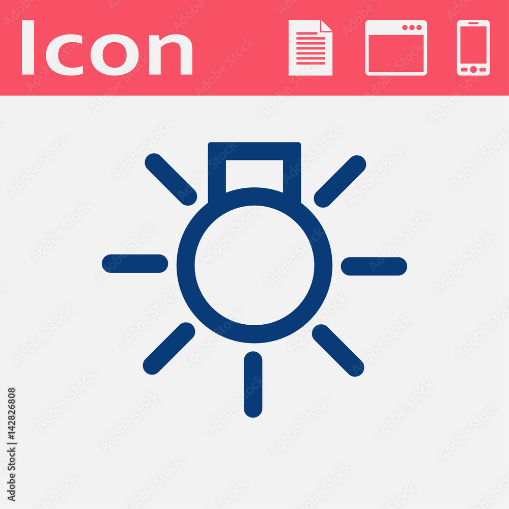 Electrical light with rays simple vector hmi dashboard flat icon Stock ...