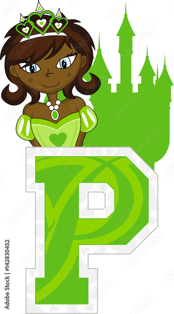 P is for Princess Alphabet Learning Illustration Stock Vector | Adobe Stock