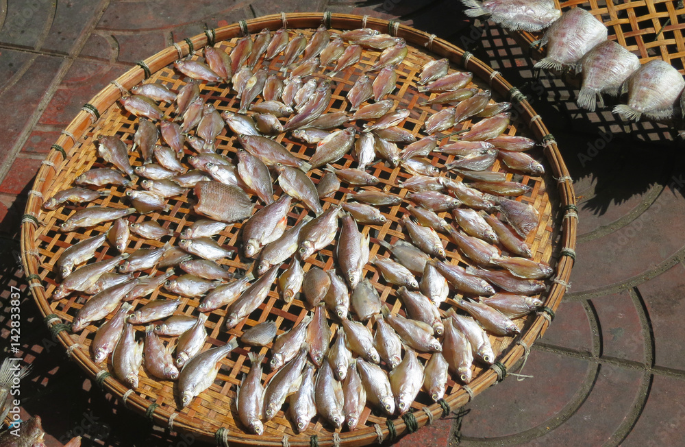 Popular asian cuisine dry fish - salted small fish, sun drying / dried ...