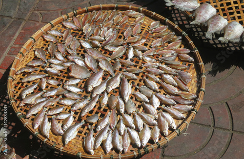 Popular asian cuisine dry fish - salted small fish, sun drying / dried ...