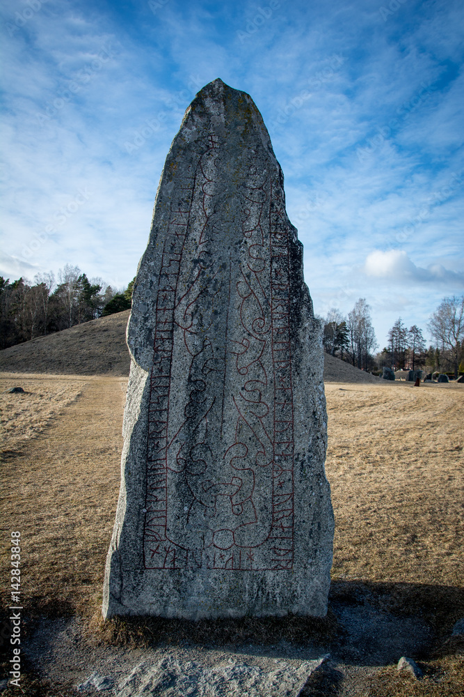 Rune stone from the viking ages in Sweden Stock Photo | Adobe Stock