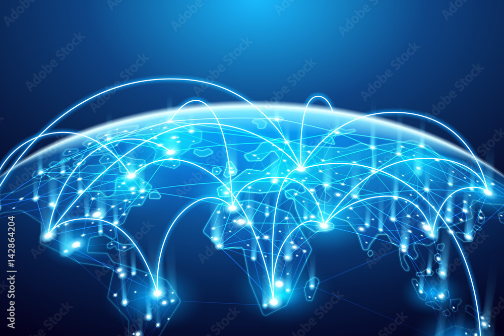 Abstract of world network, internet and global connection concept Stock ...