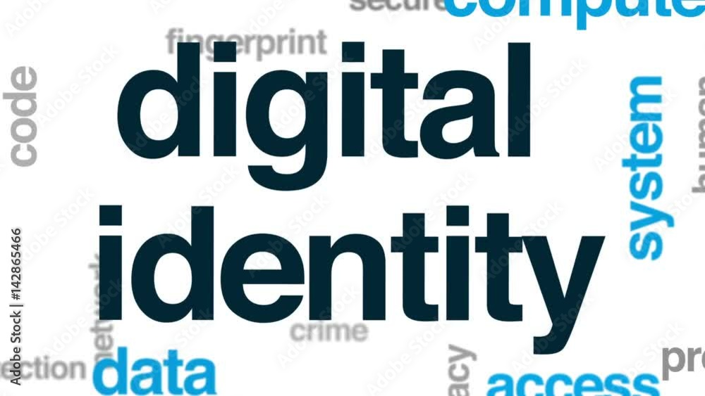 Digital identity animated word cloud, text design animation. Stock ...