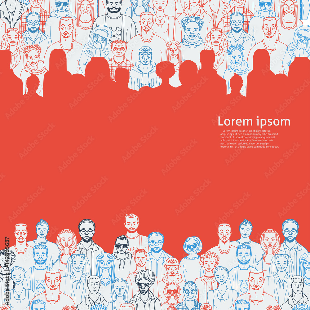 hand drawn people vector background for your text Stock Vector | Adobe ...