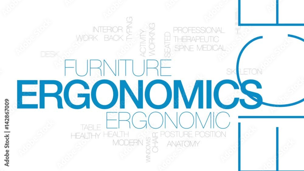 Ergonomics animated word cloud, text design animation. Kinetic ...