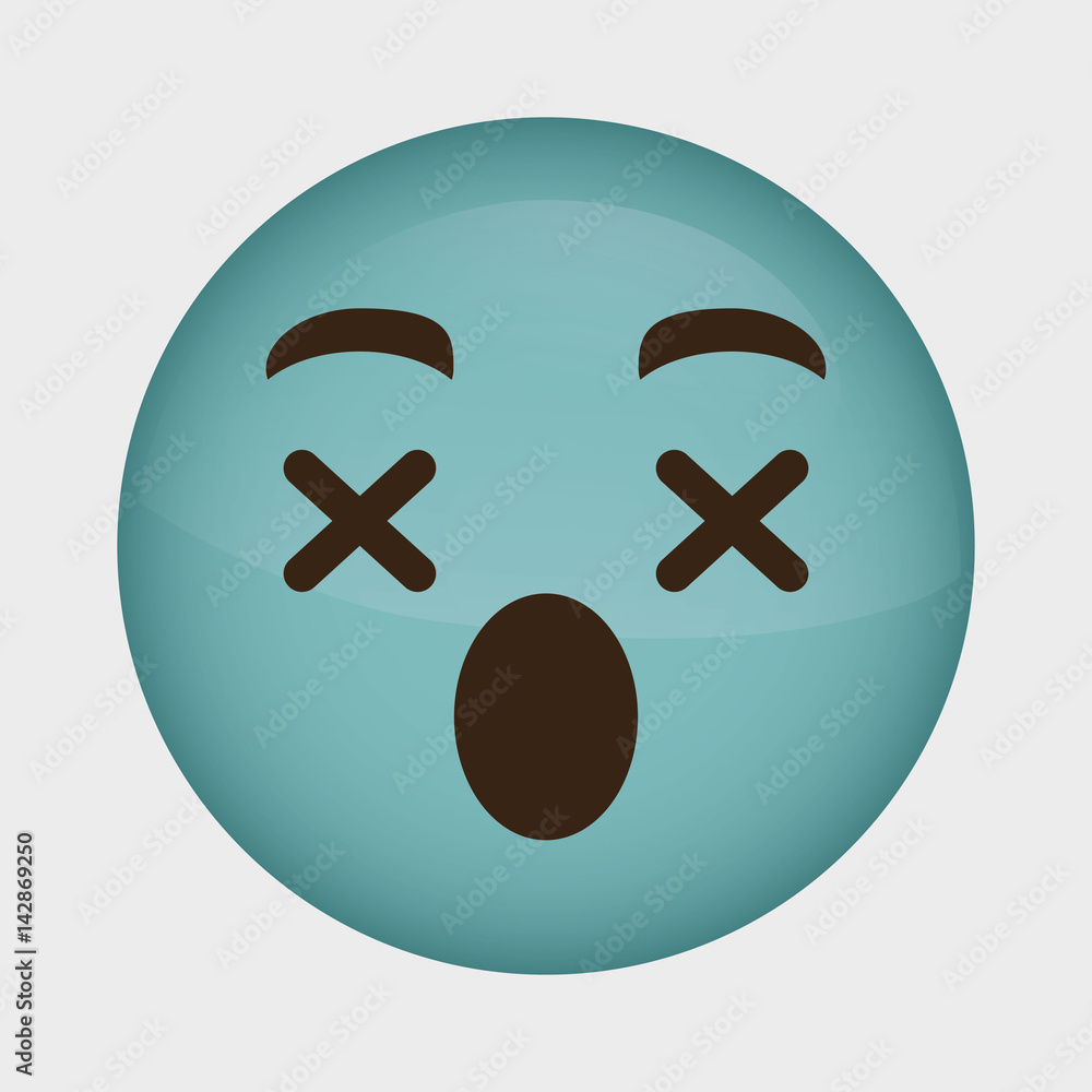 dizzy cartoon face over white background. colorful design. vector ...