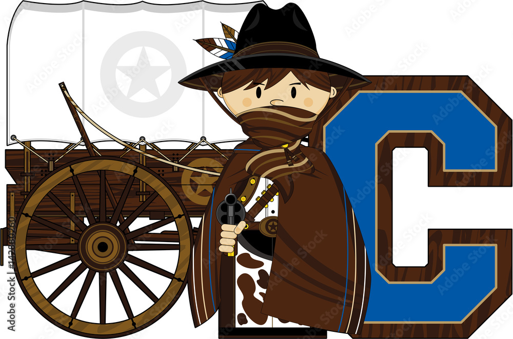 C is for Cowboy Alphabet Learning Illustration Stock Vector | Adobe Stock