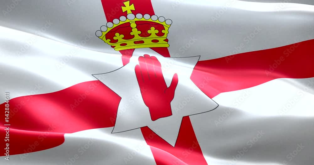 Vidéo Stock closeup of waving north ireland flag animation, with red ...