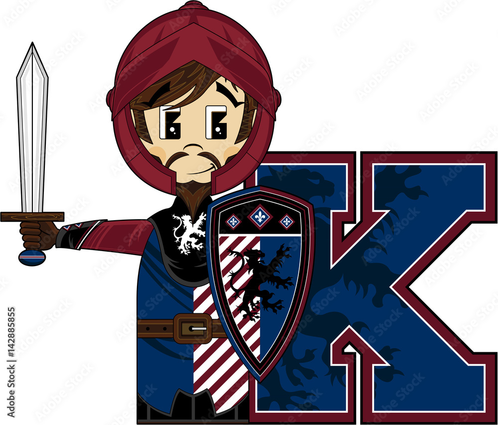 K is for Knight Alphabet Learning Illustration Stock Vector | Adobe Stock