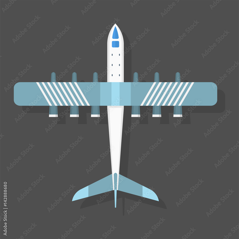 Vector airplane illustration top view and aircraft transportation ...