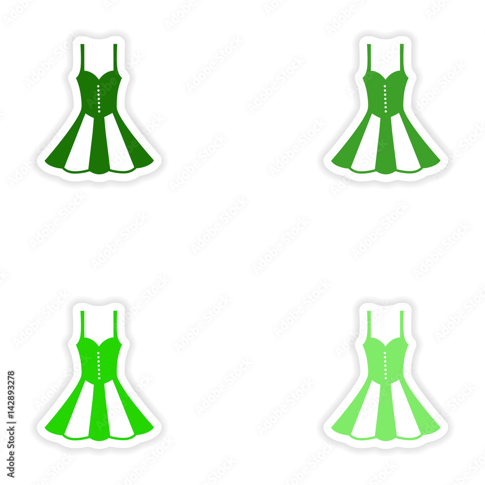 Vecteur Stock concept stylish paper sticker on white background dress ...