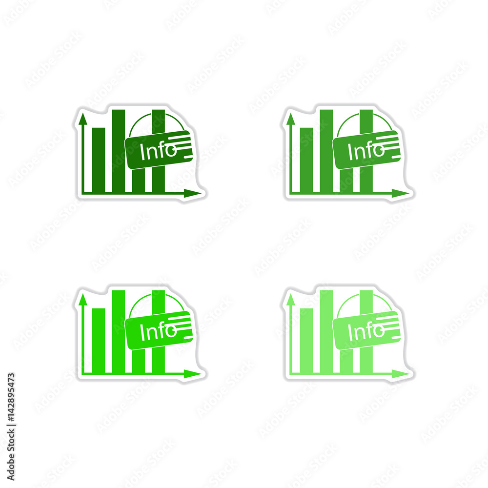 Set of paper stickers on white background money graph Stock Vector ...