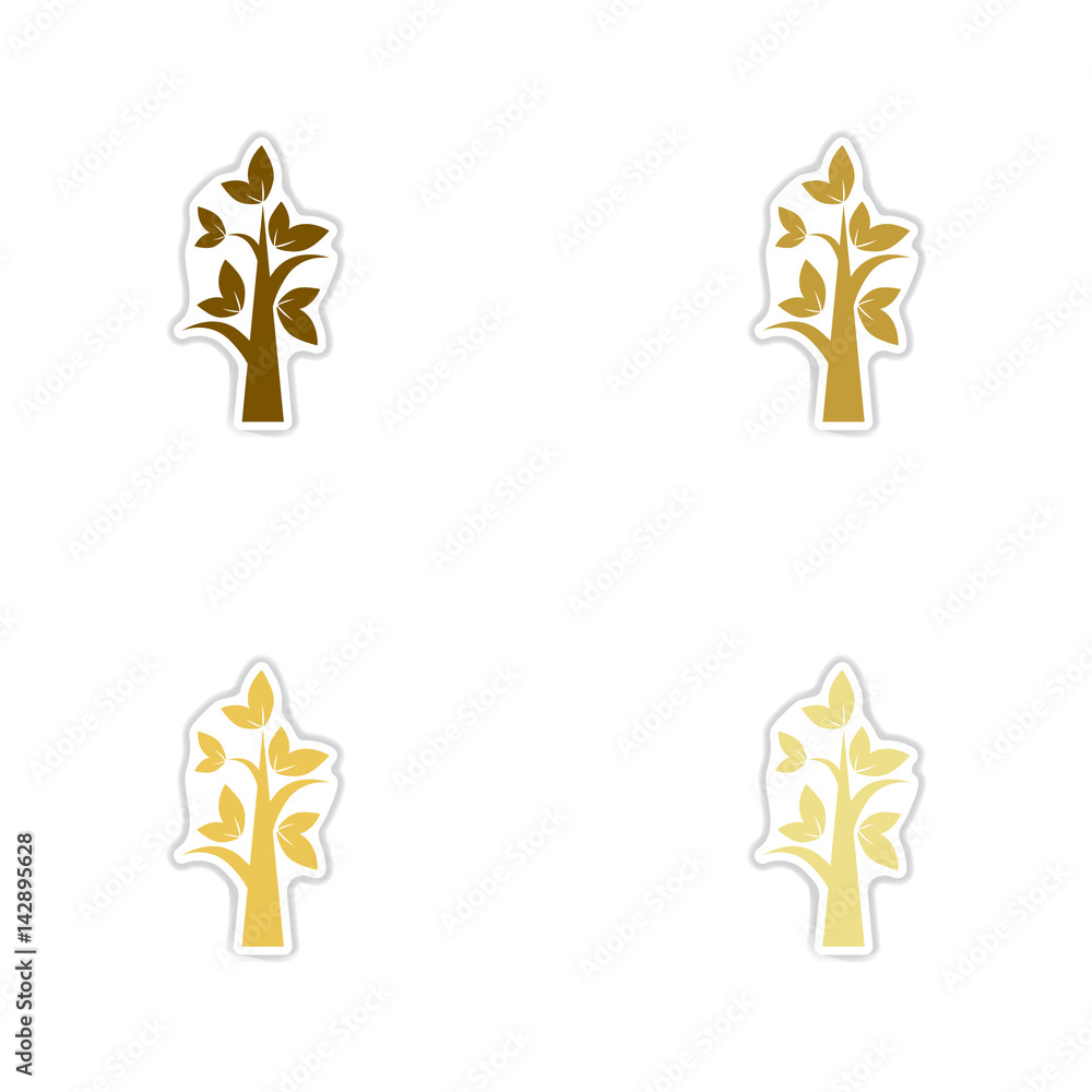 Set of paper stickers on white background tree Stock Vector | Adobe Stock