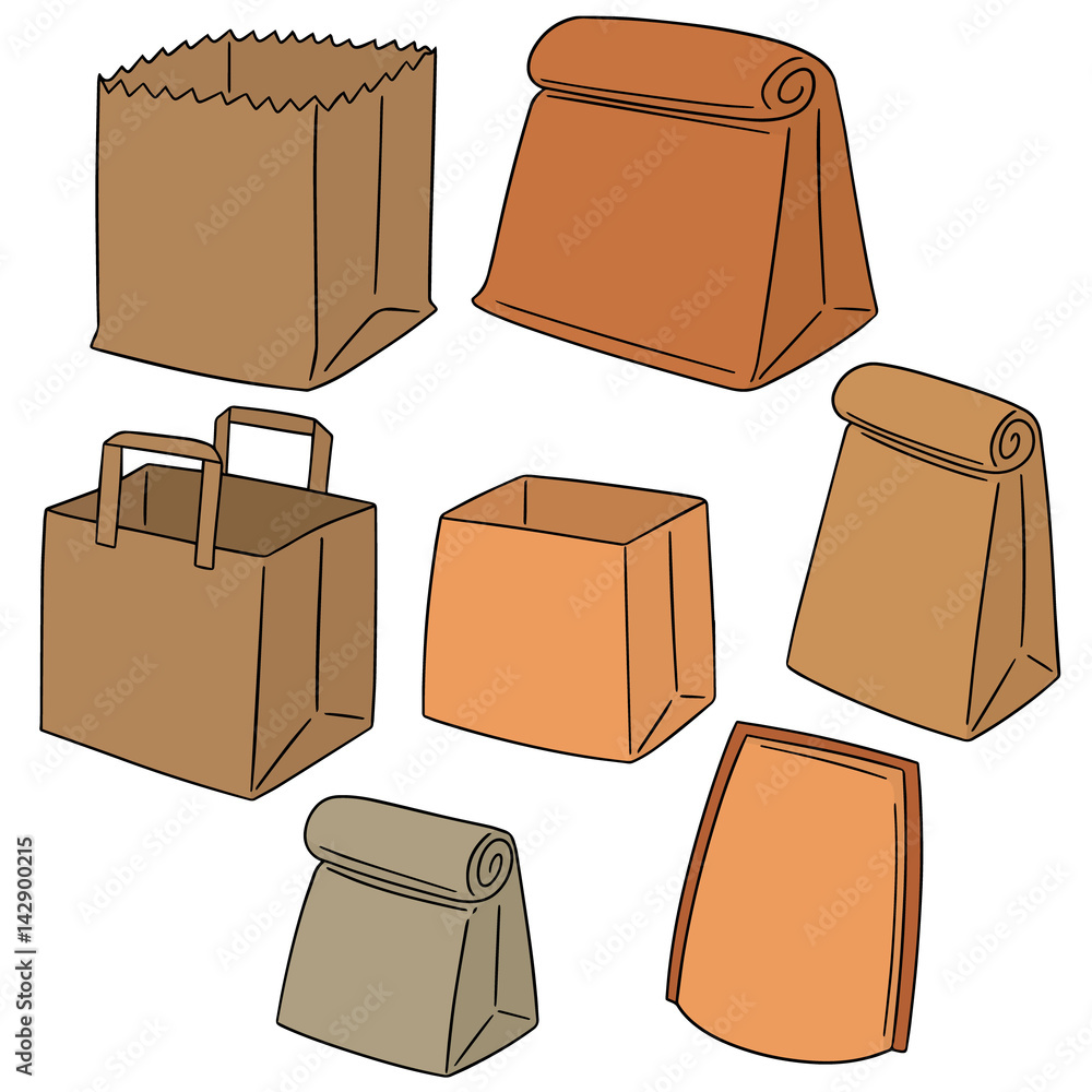vector set of paper bag Stock Vector | Adobe Stock