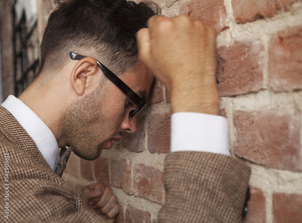 depressed man (body language, gestures, psychological portrait) Stock ...