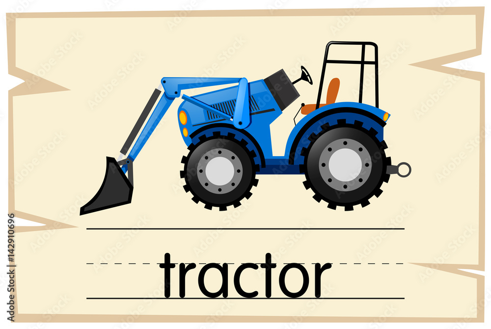 Wordcard with word tractor Stock-Vektorgrafik | Adobe Stock
